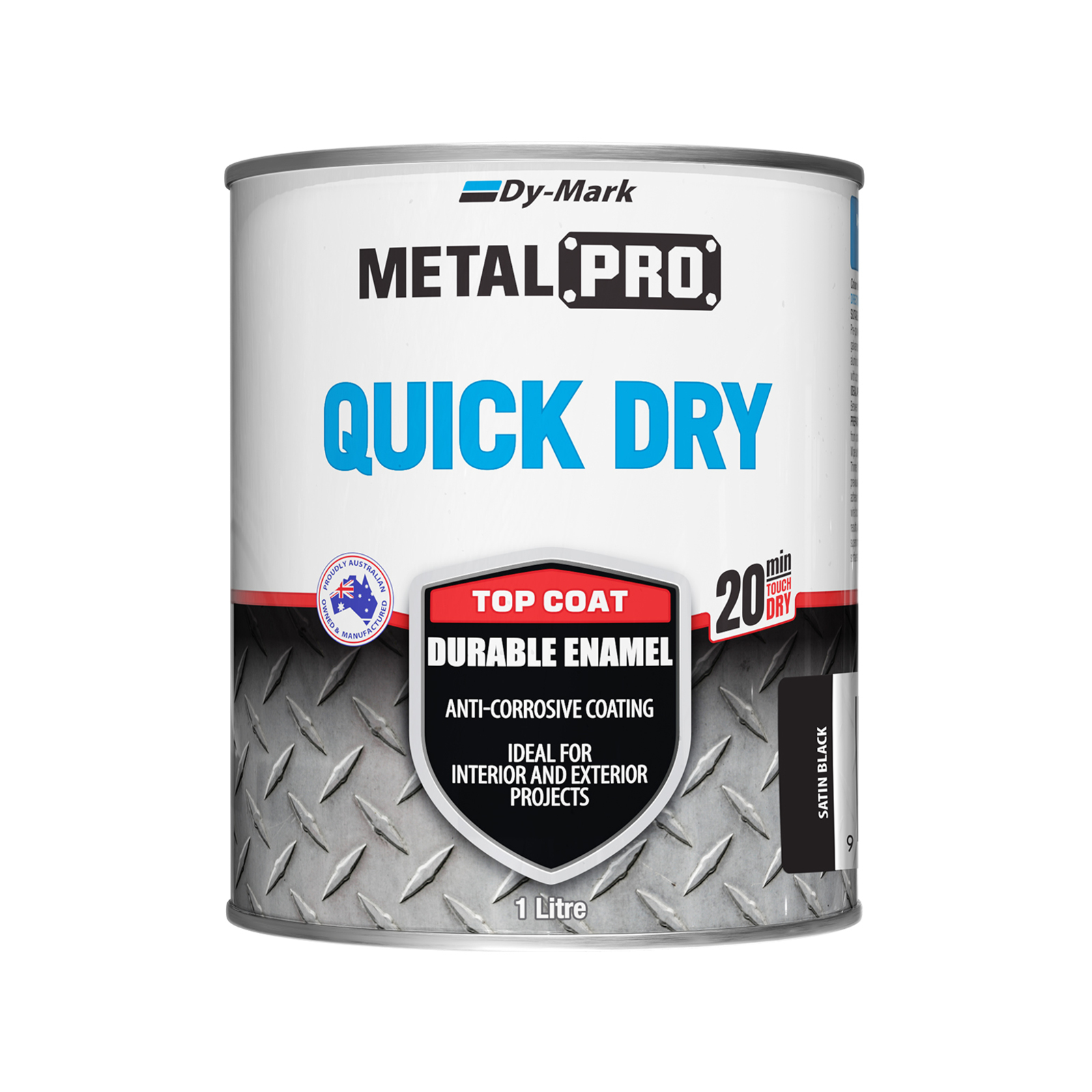 Dy-Mark 1L Black Satin MetalPro Quick Dry - Bunnings Australia
