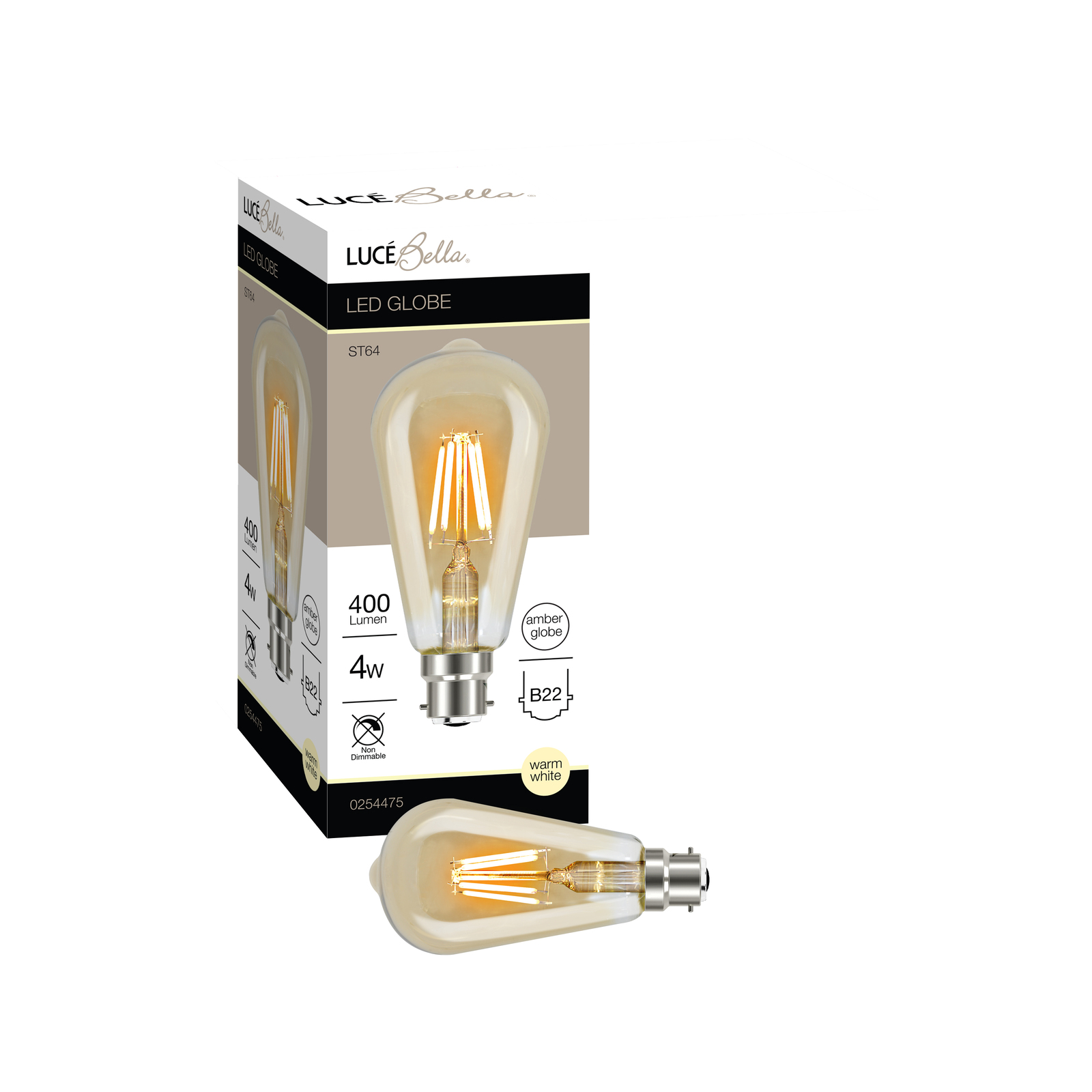 Luce Bella ST64 B22 LED 400lm Amber Warm White 4W Globe - Bunnings ...