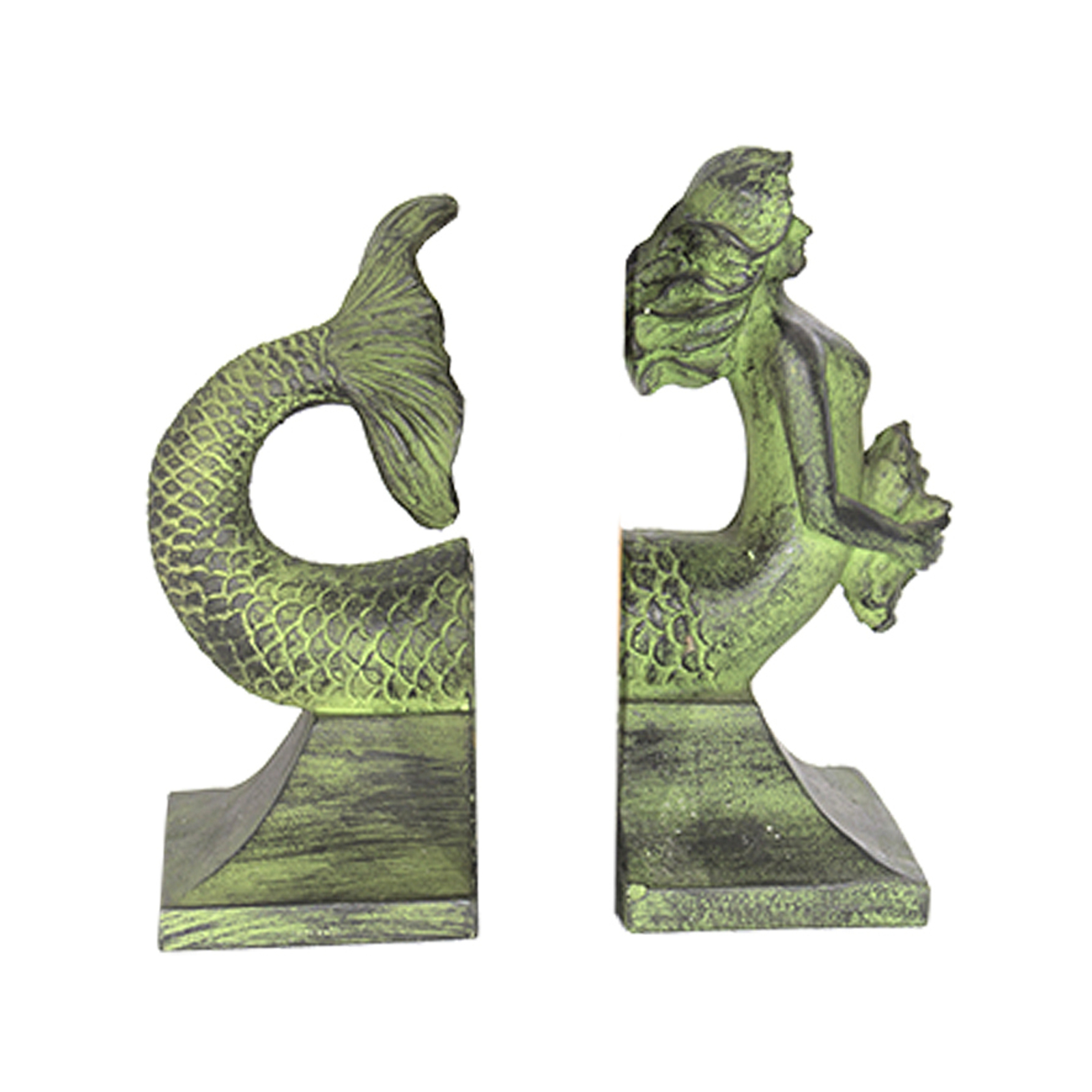 DWBH Homewares Resin Mermaid Bookends Green 18x19cm - Bunnings Australia