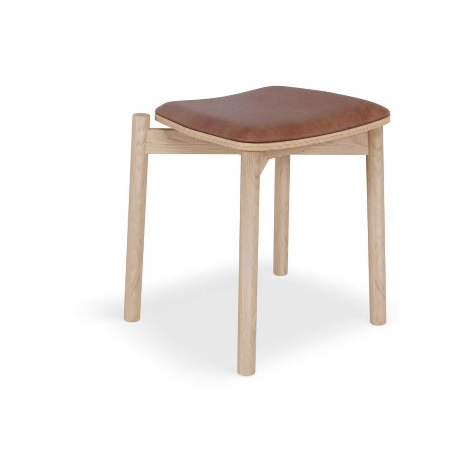 Andi Low Stool - Natural Ash with Pad - 45cm - Light Grey Fabric Seat ...