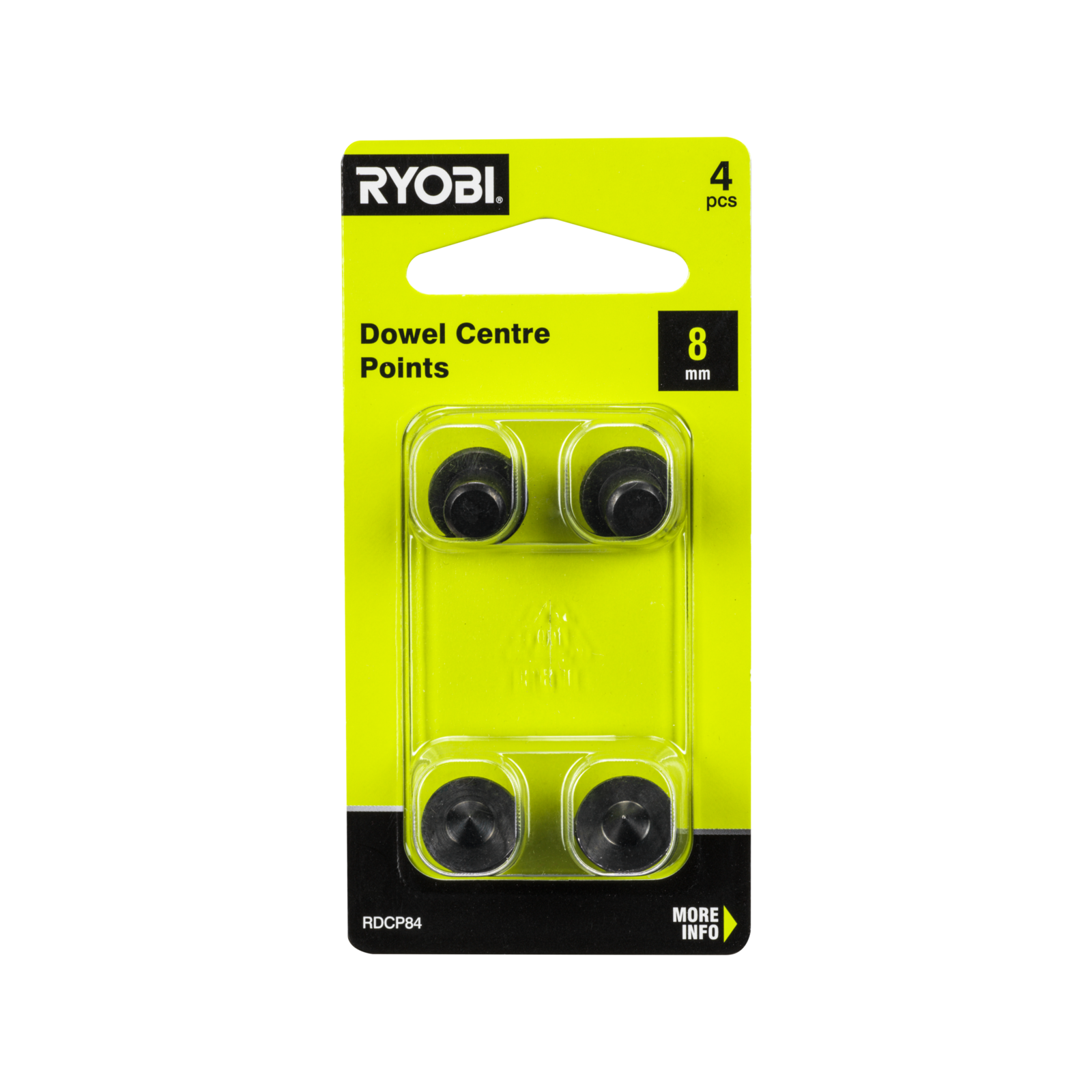 Ryobi 8mm Dowel Centre Points - 4 Pack - Bunnings Australia